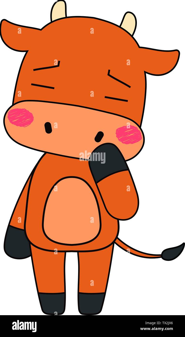 This is a full-length illustration of the cute beef cow character Stock ...
