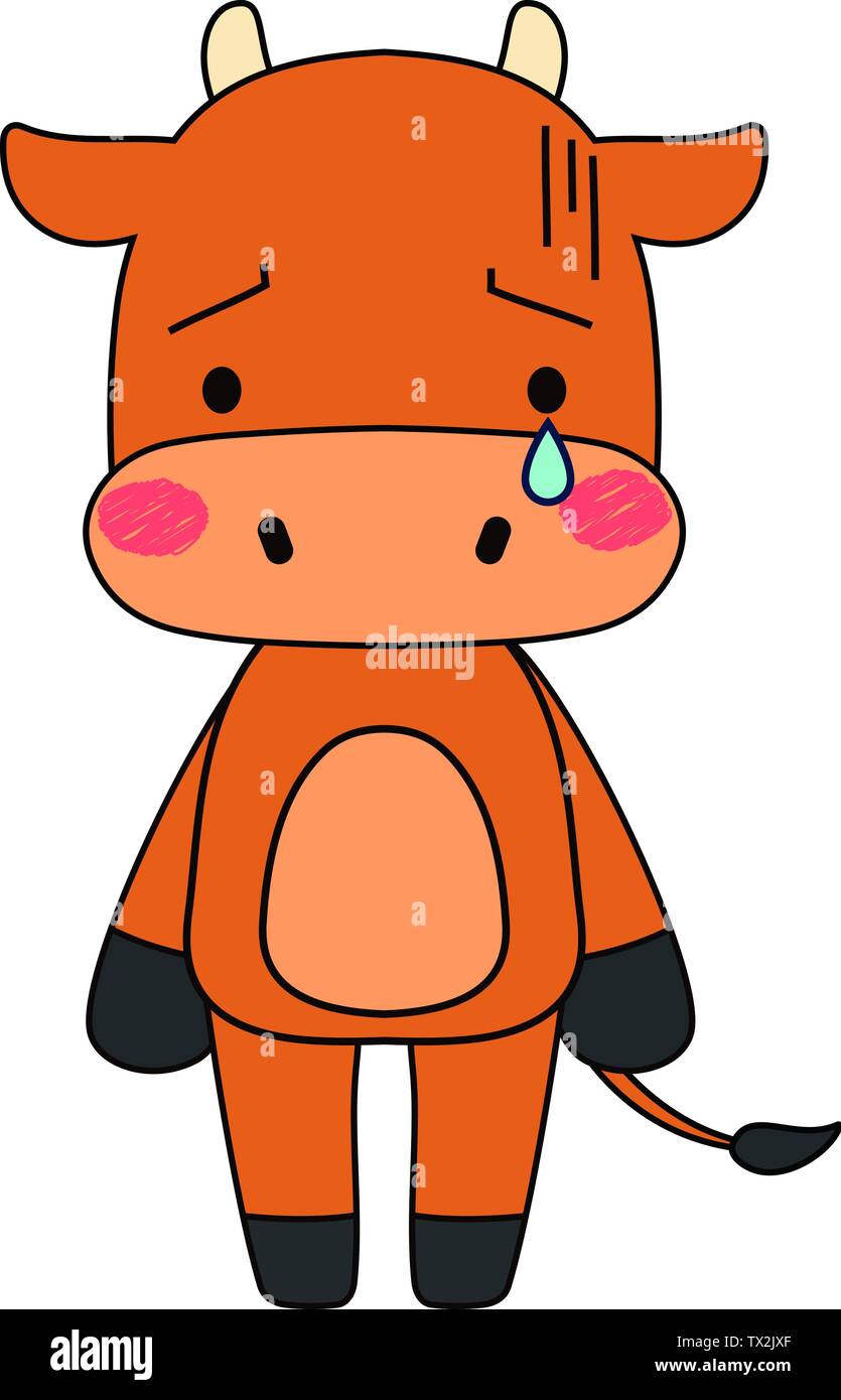 This is a full-length illustration of the cute beef cow character Stock ...