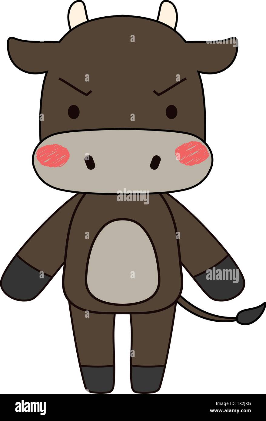 This is a full-length illustration of the cute beef cow character Stock ...