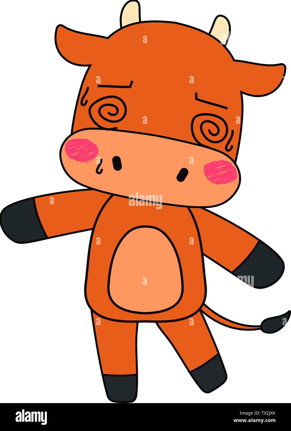 This is a full-length illustration of the cute beef cow character Stock ...