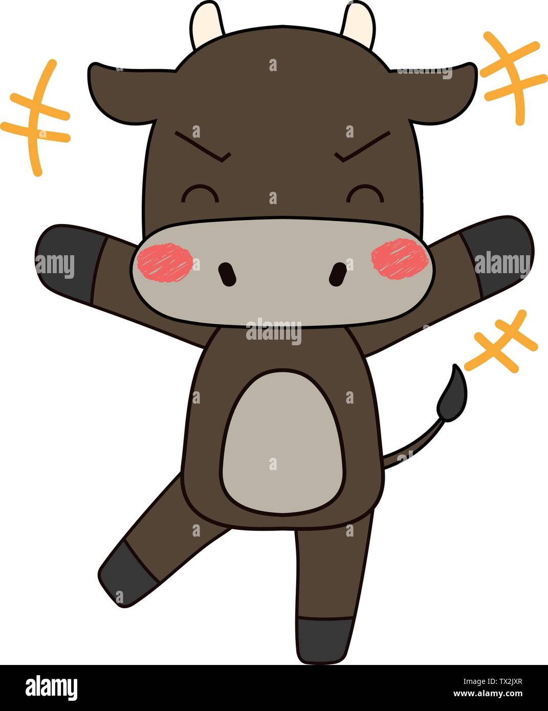 This is a full-length illustration of the cute beef cow character Stock ...