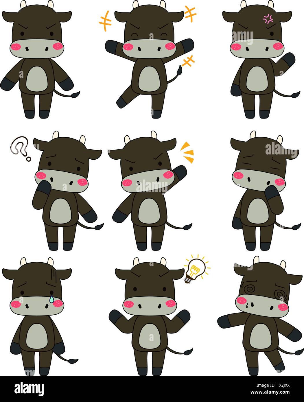 This is a full-length illustration of the cute beef cow character Stock ...
