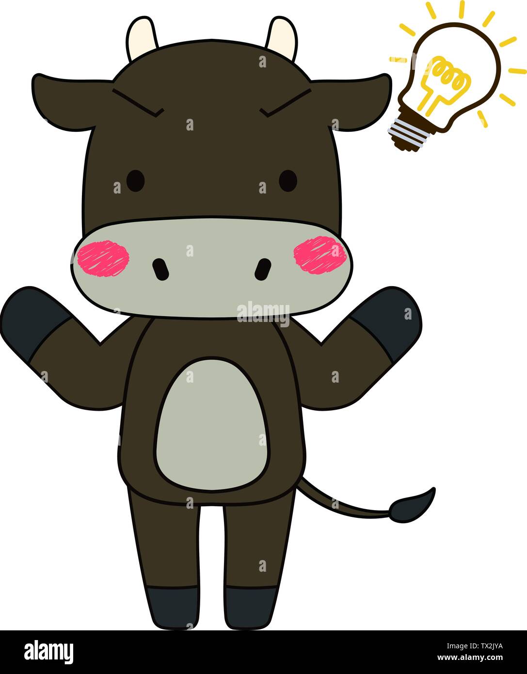 This is a full-length illustration of the cute beef cow character Stock ...