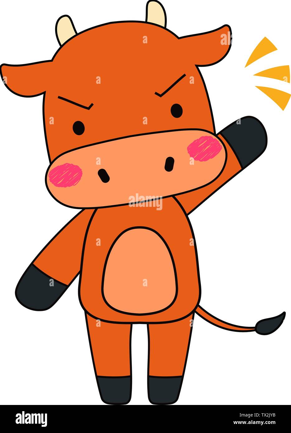 This is a full-length illustration of the cute beef cow character Stock ...