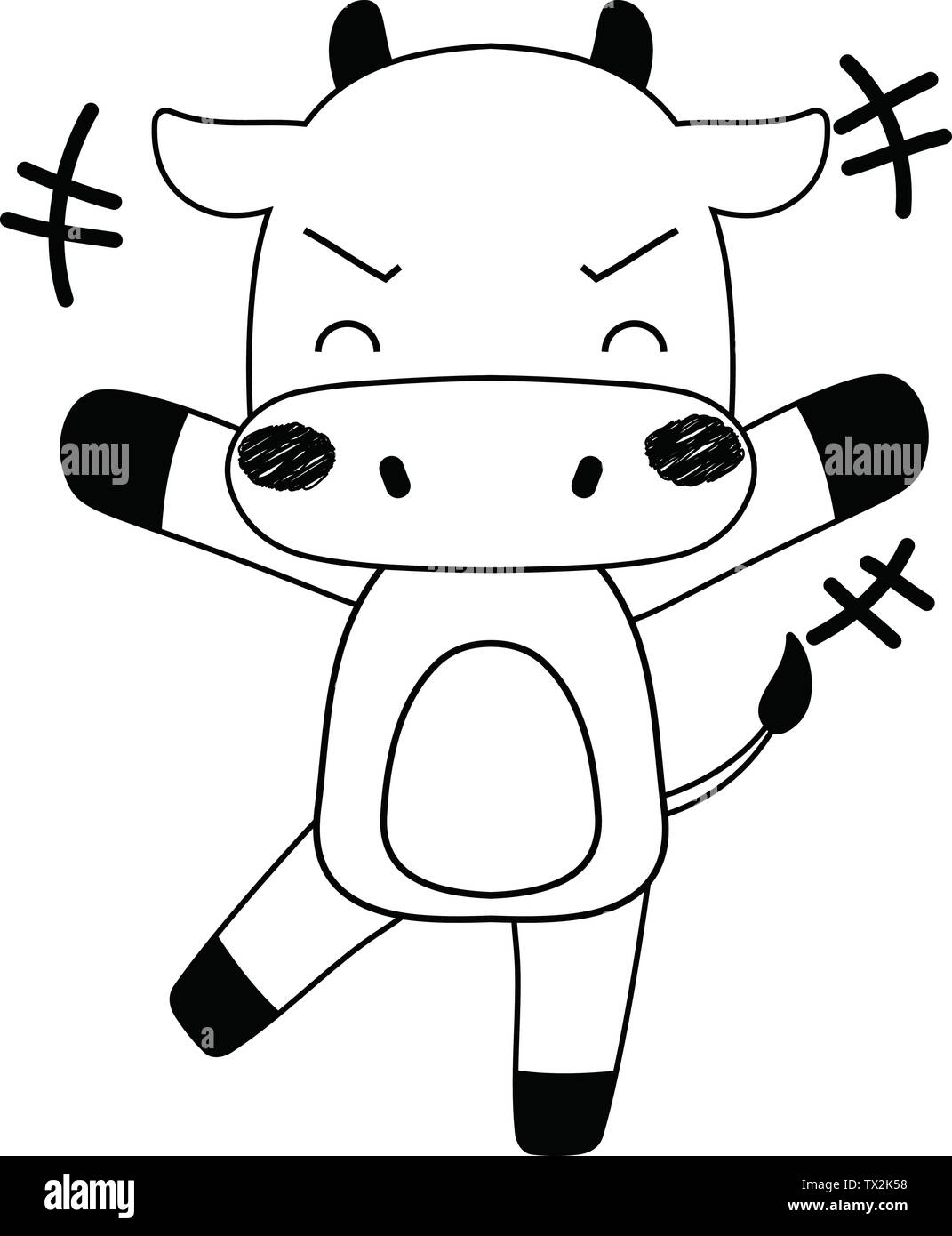 This is a full-length illustration of the cute beef cow character Stock ...