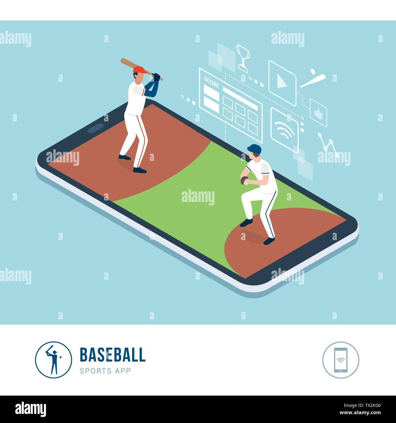 Professional sports competition: baseball game and players, mobile app ...
