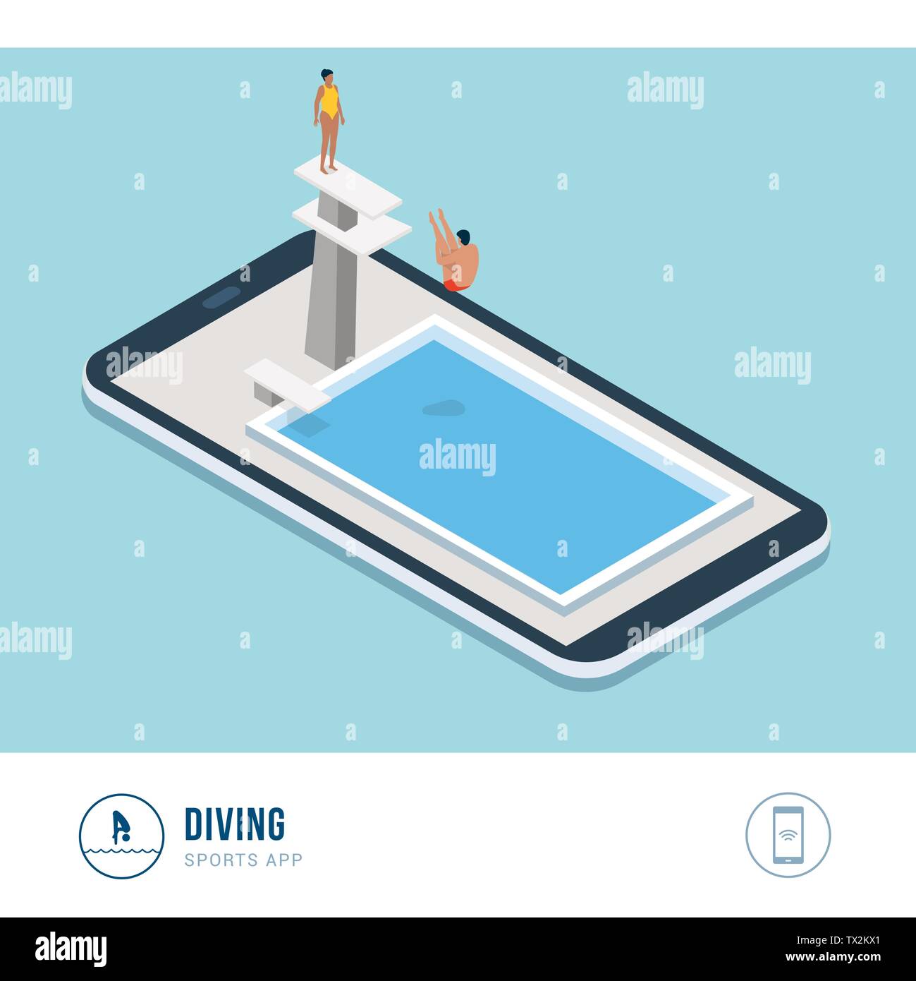 Professional sports competition: diving, professional diver jumping ...