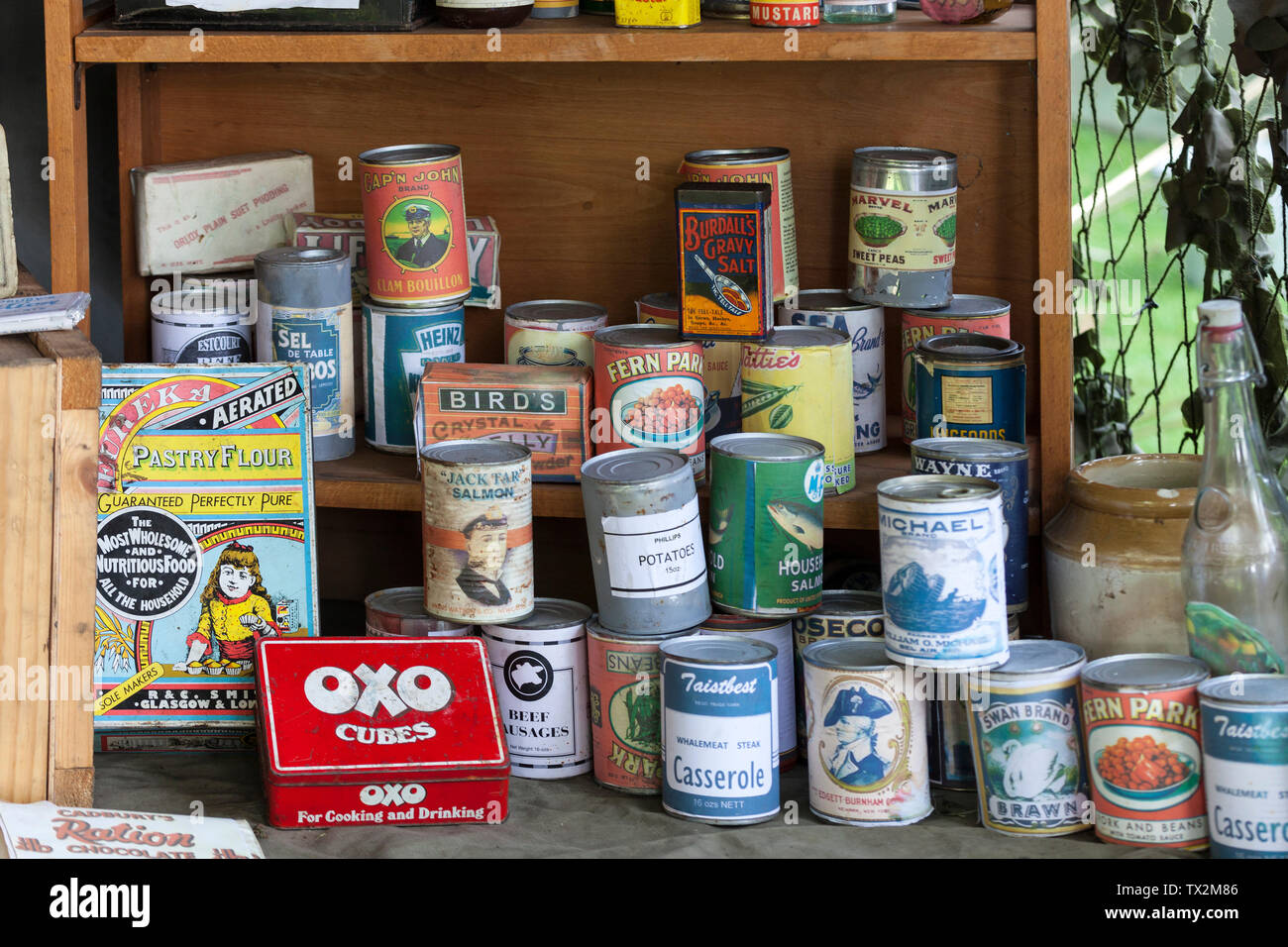 Shelves Stacked with Food from the 1940's and 2nd World War, England ...
