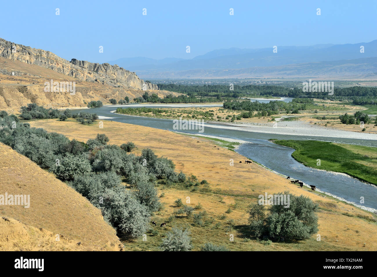 Beautiful landscape with mountains and river, Georgia Stock Photo - Alamy