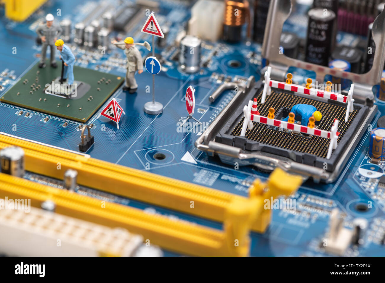 Computer motherboard creative toy characters pictures Stock Photo - Alamy