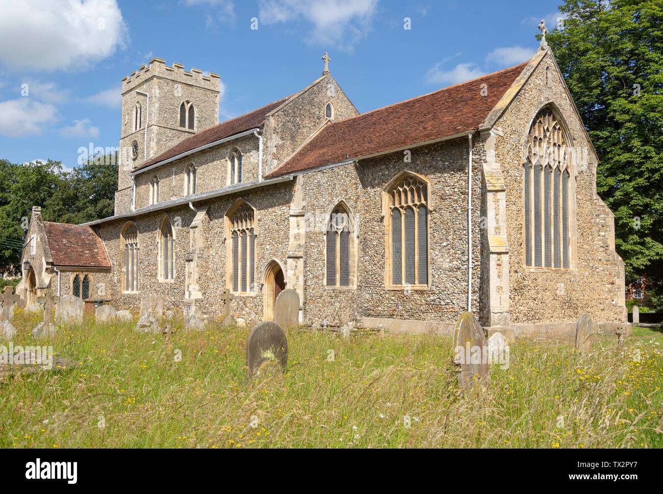Village parish church of All Saints, Sproughton, Suffolk, England, UK ...