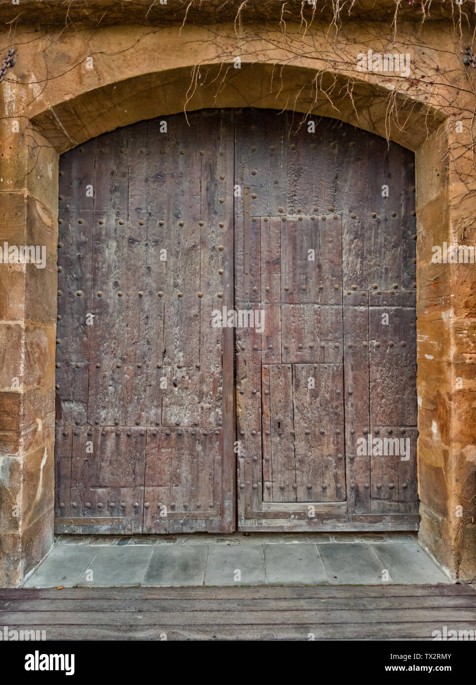 The old wooden gate. The entrance to the castle Stock Photo - Alamy