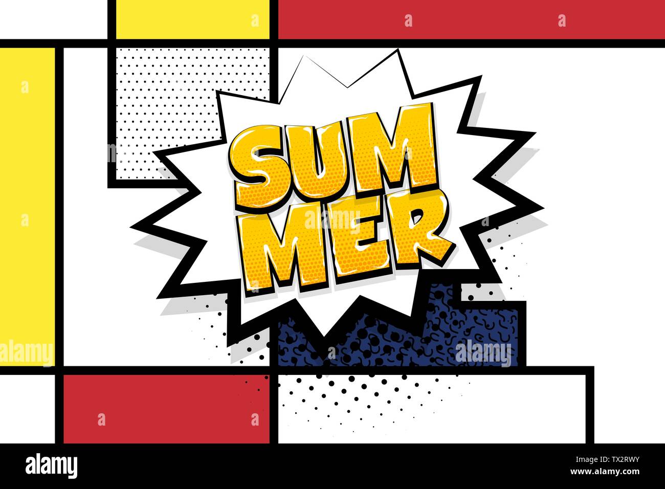 Summer comic text speech bubble pop art. Comics book halftone geometric ...