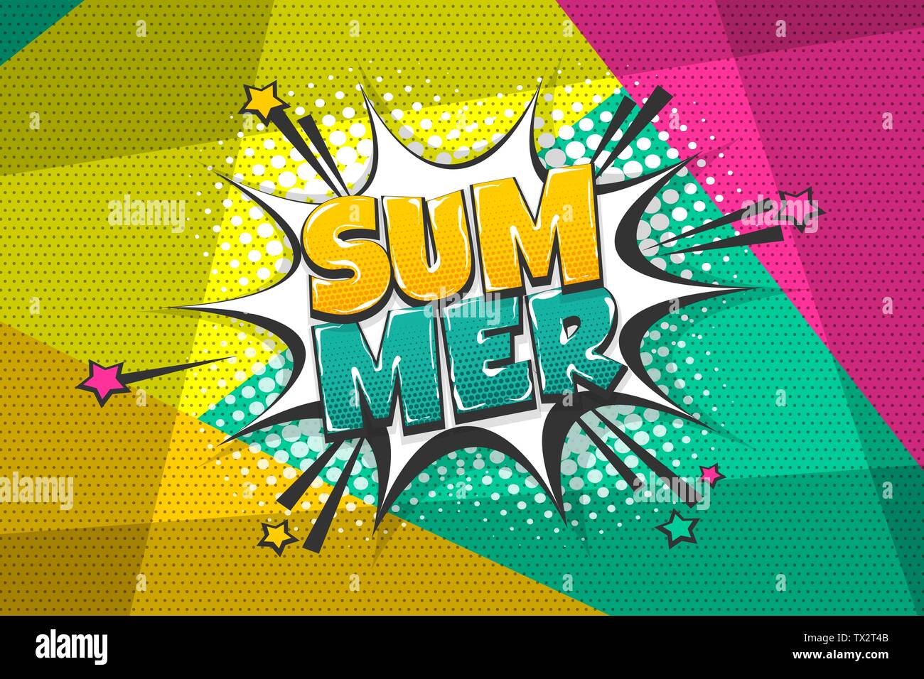 Summer comic text speech bubble pop art. Comics book halftone geometric ...