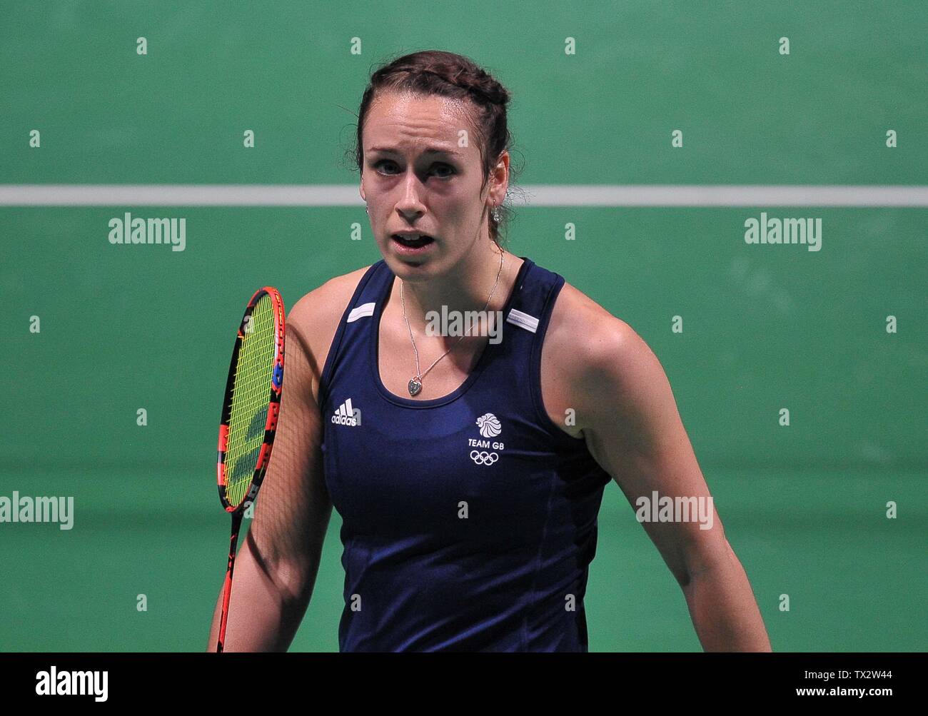 Minsk. Belarus. 24 June 2019. Chloe Birch (GBR) plays in the group ...