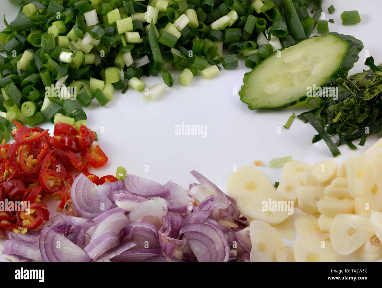Sliced vegetables ready to cook Stock Photo - Alamy