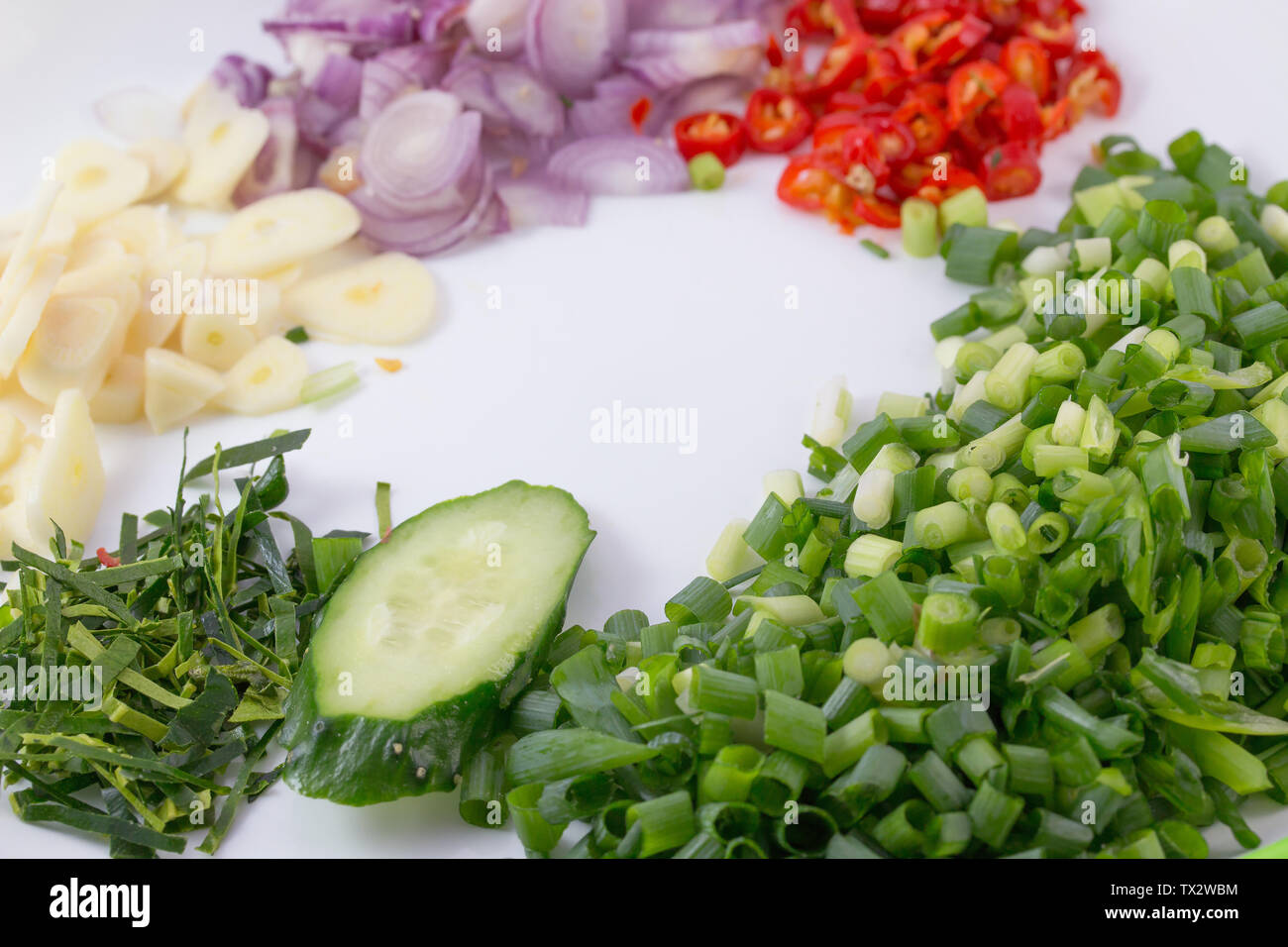 Sliced vegetables ready to cook Stock Photo - Alamy