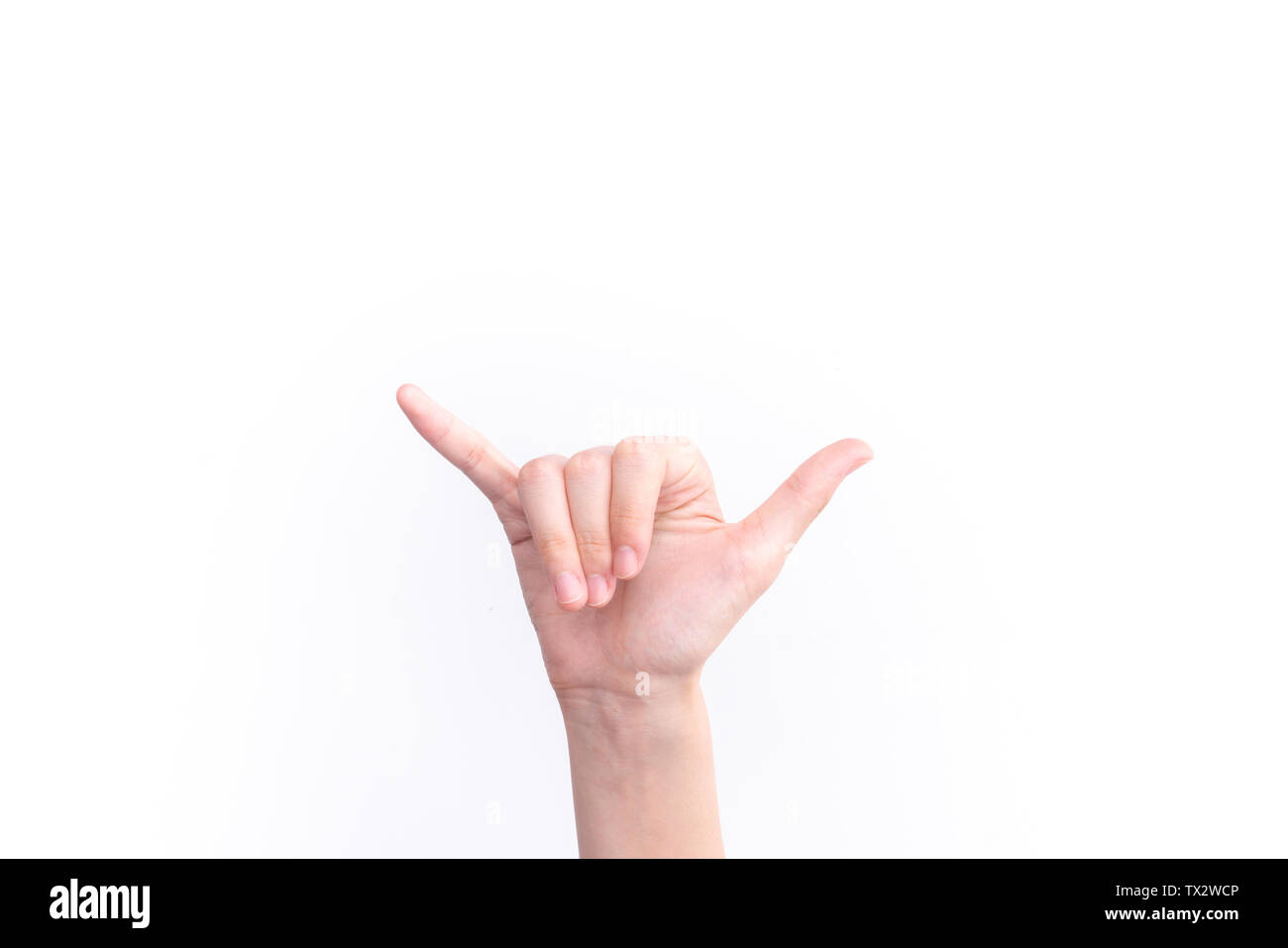 A gesture representing the number six Stock Photo - Alamy
