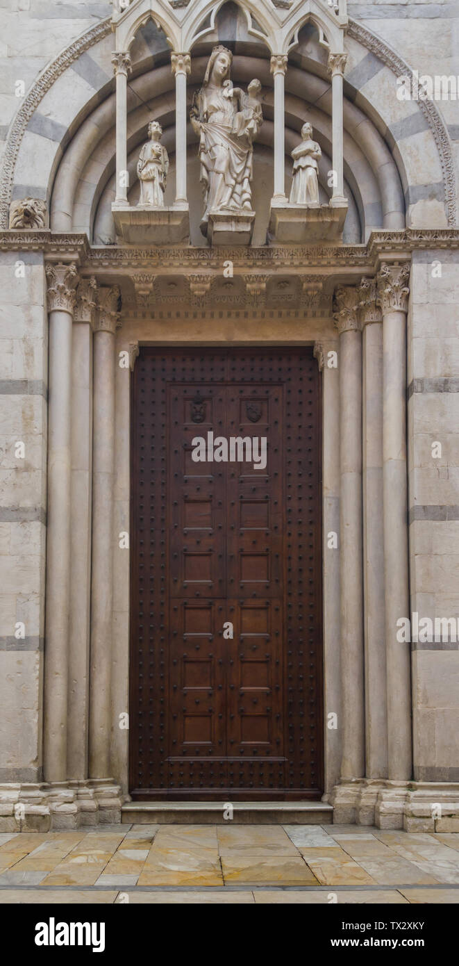 Entrance to the Catholic Christian Cathedral. Decorated gate with ...