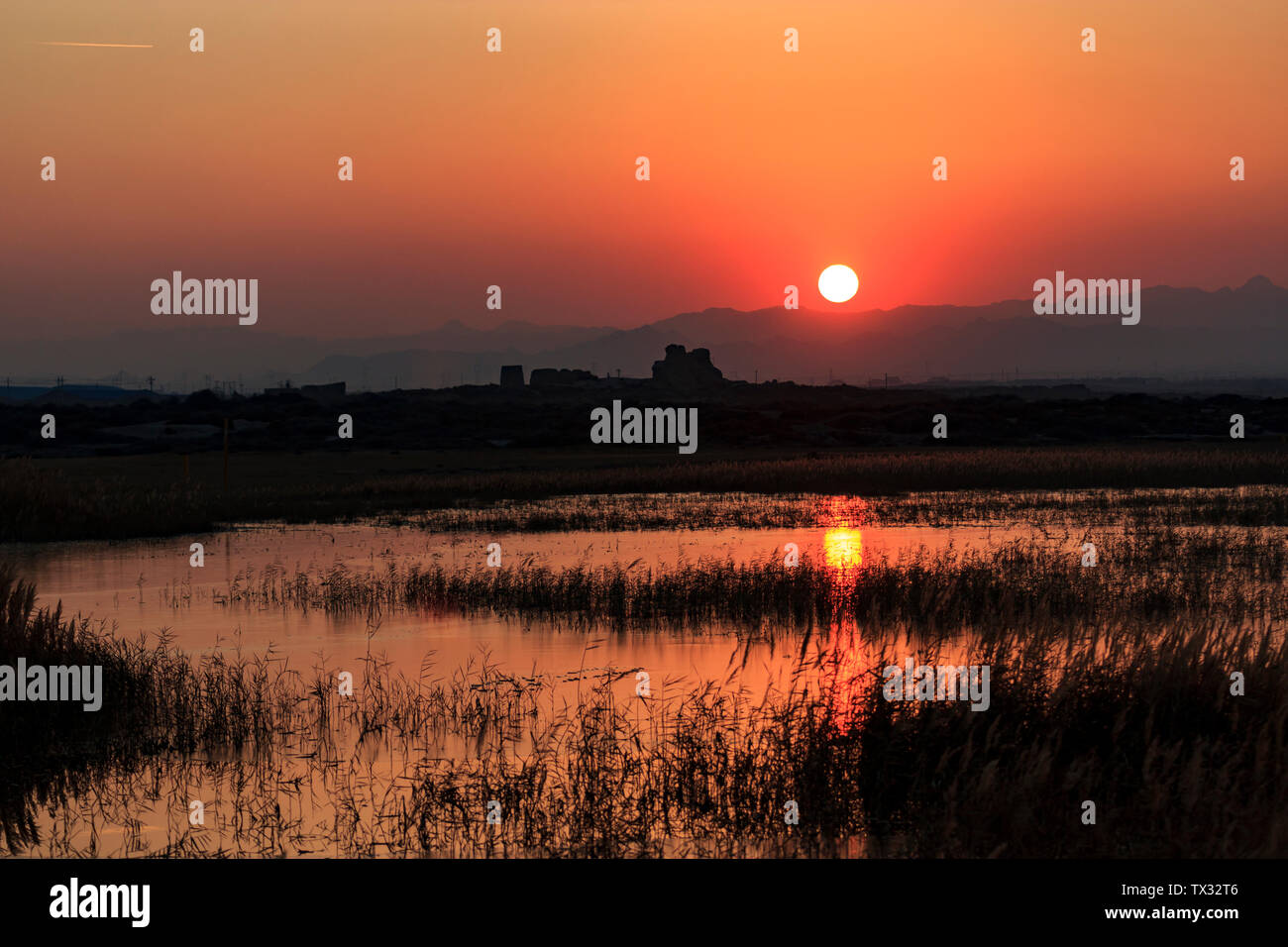 Salt Lake Sunset Stock Photo Alamy