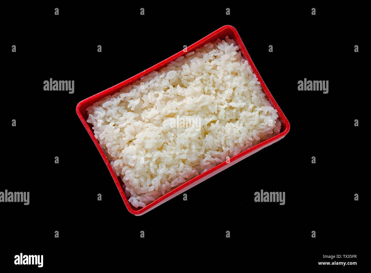 Japan rice in red box (bento) isolated on black background Stock Photo ...