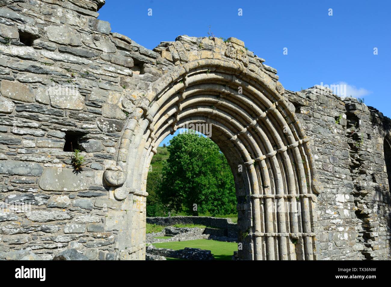 Romanesque archway at Strata Florida Ciistercian Abbey monastery Abati ...