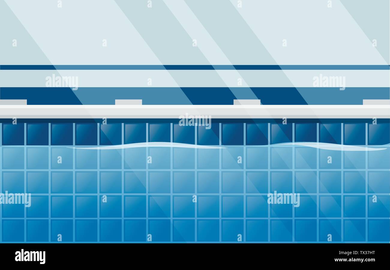 Horizontal layout of professional swimming pool with water side view ...