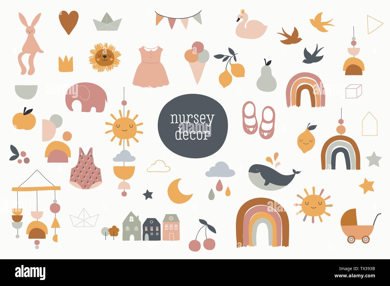 Baby, children, little kids elements in simple, clean modern style ...