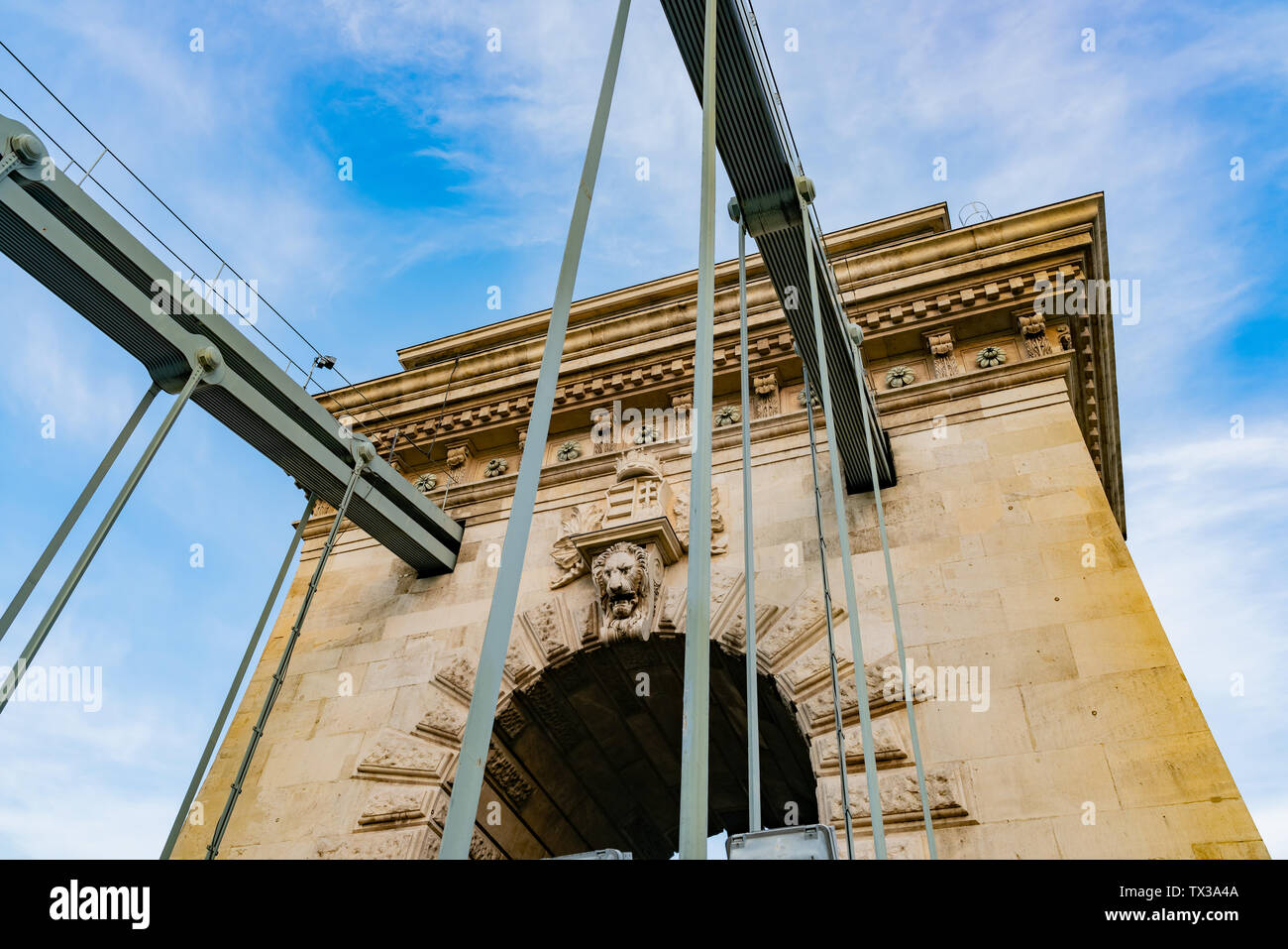 Afternoon view of the famous Széchenyi Chain Bridge at Budapest ...