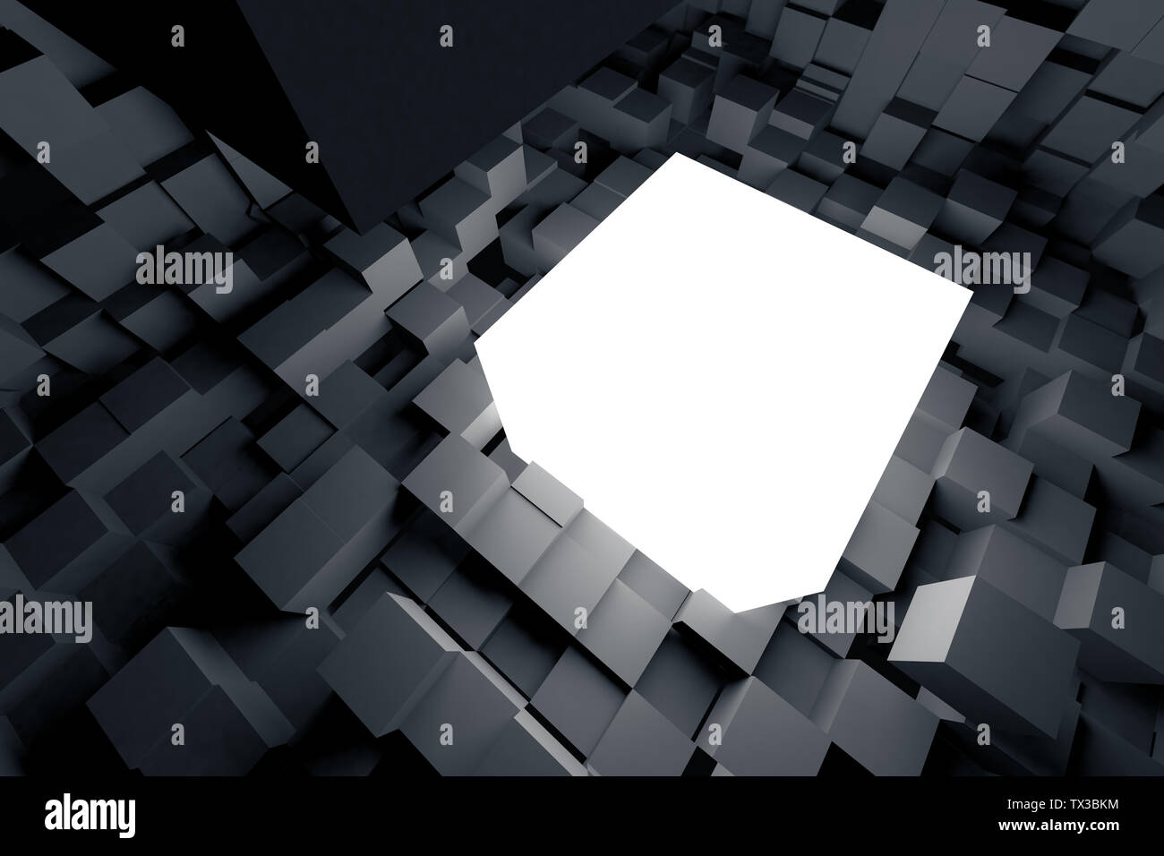 A glowing cube in a cube room Stock Photo - Alamy