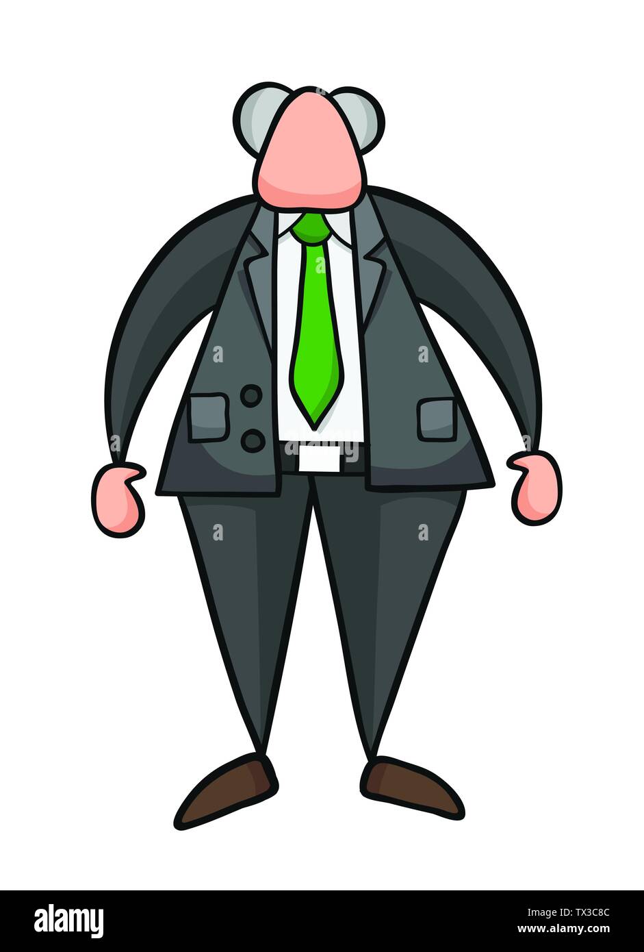 Hand-drawn vector illustration of boss standing. Black outlines and ...