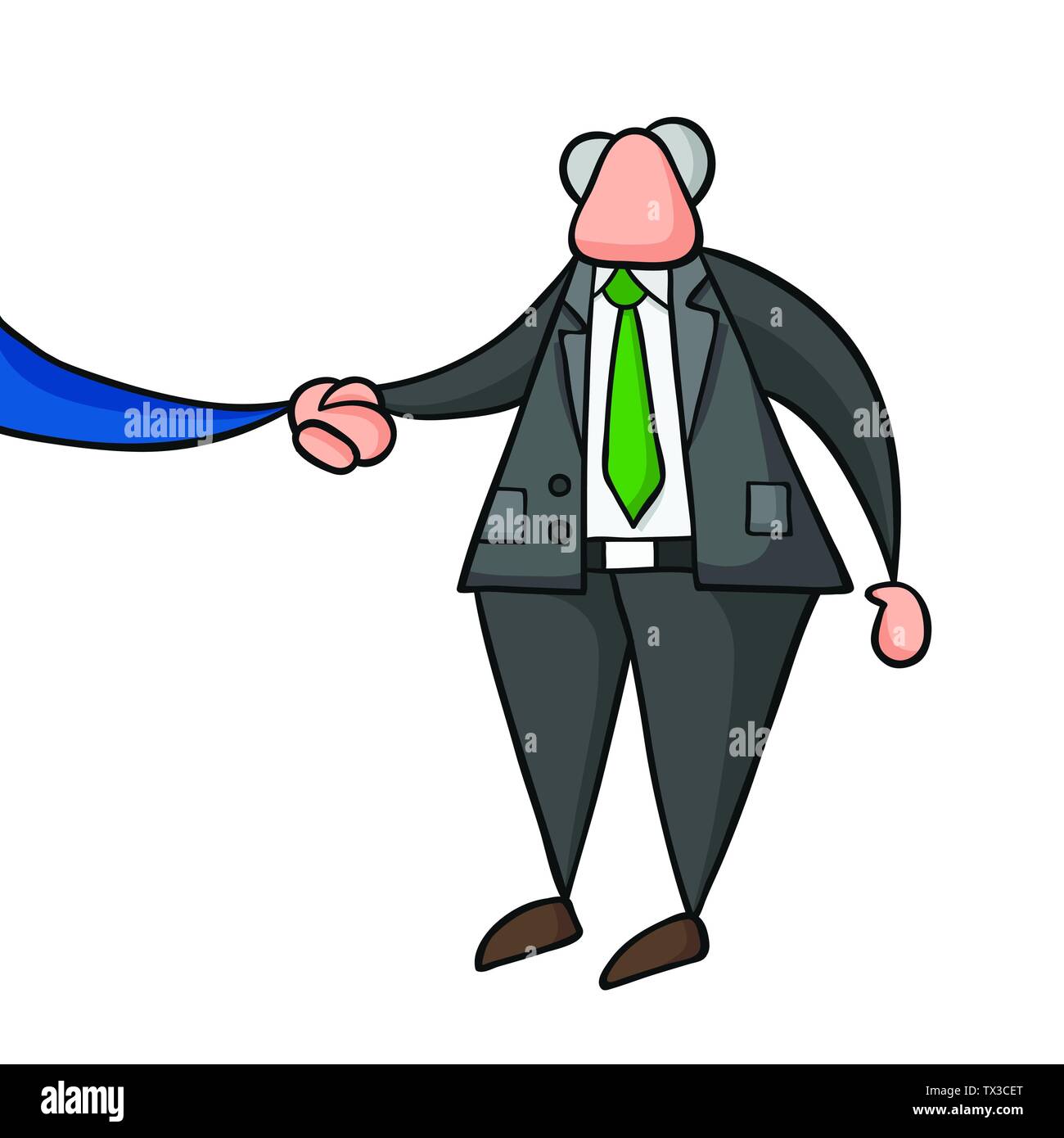 Hand-drawn vector illustration of boss shaking hands with businessman ...
