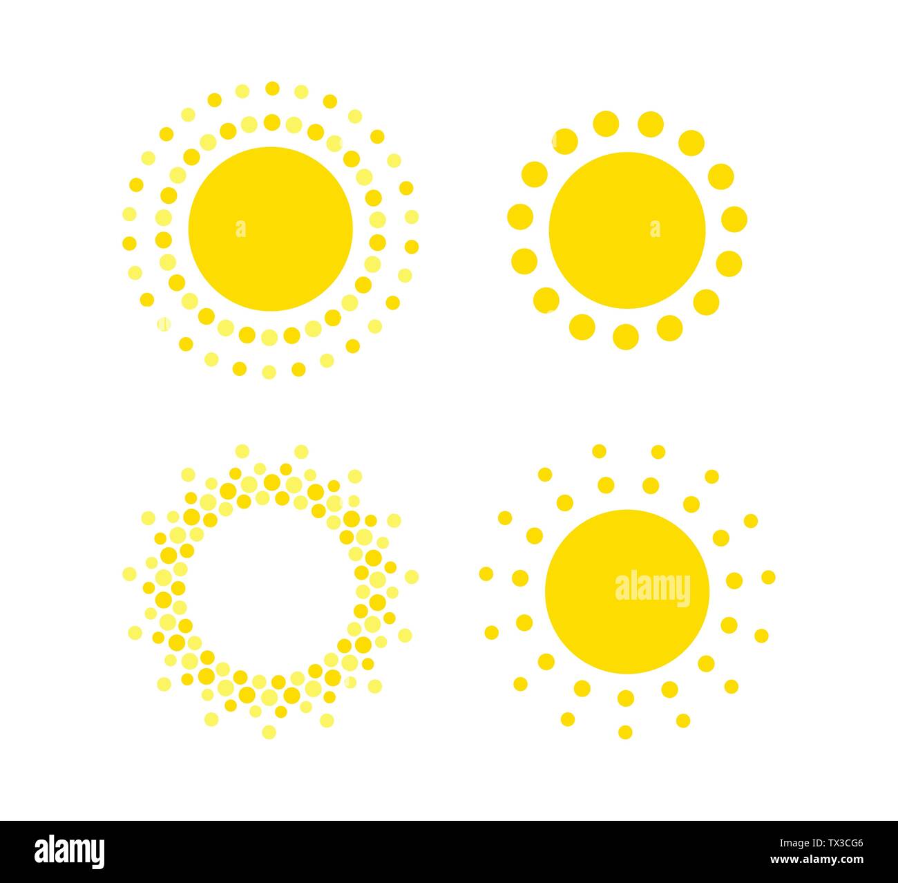Sun dots icons. Summer rest sign. Travel agency or solar panel energy ...