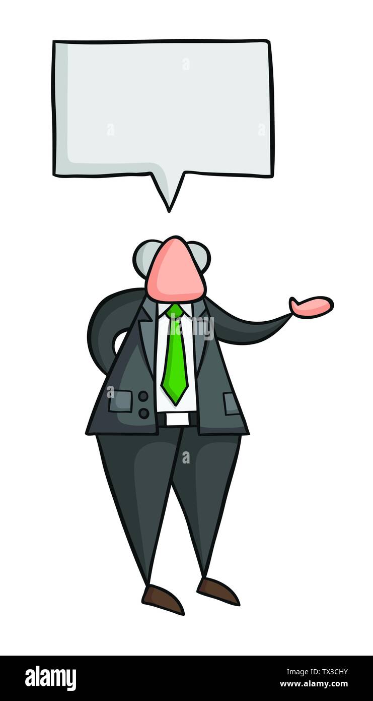 Hand-drawn vector illustration of boss talking. Black outlines and ...