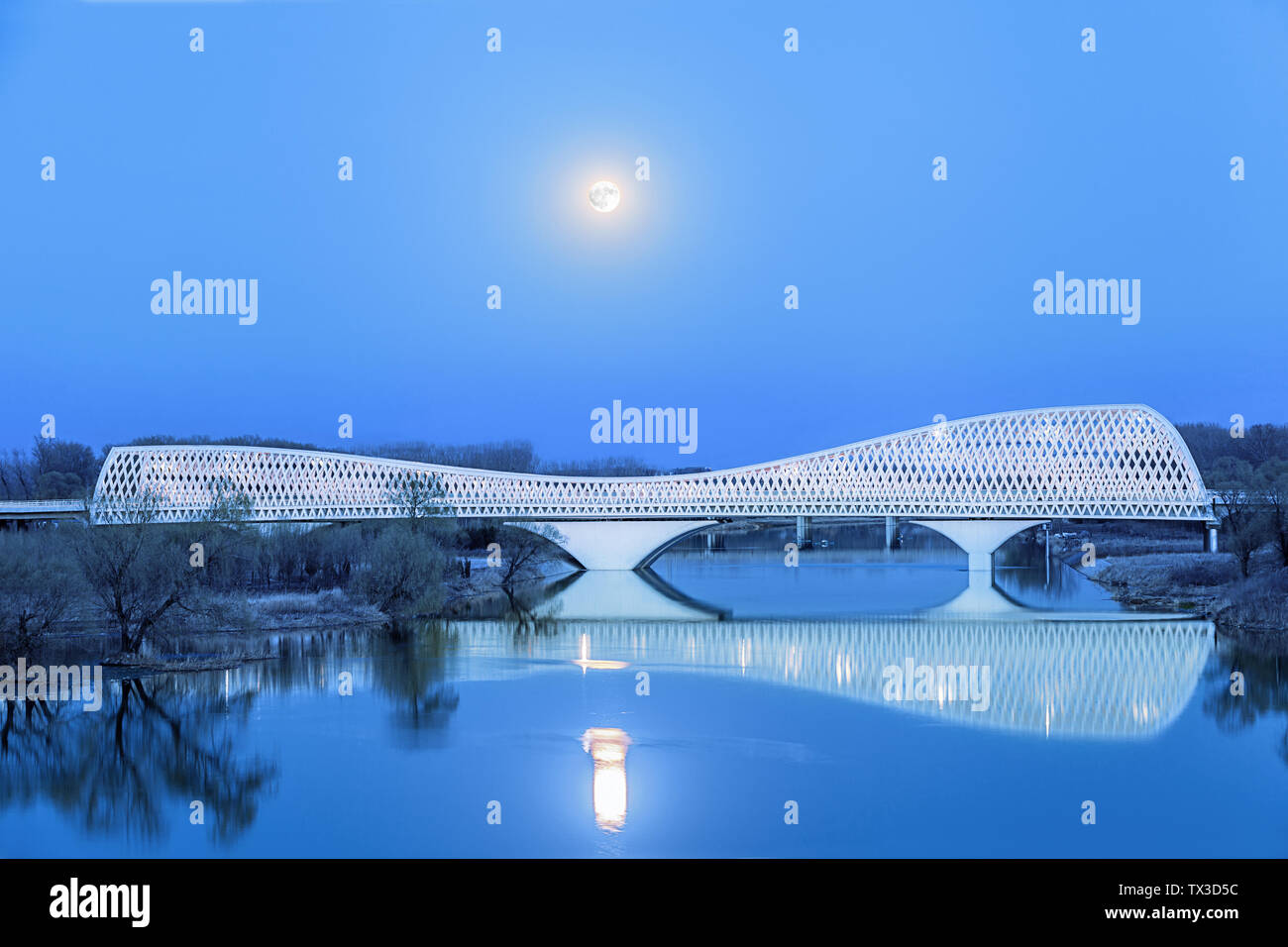 Bridge under the moon Stock Photo - Alamy