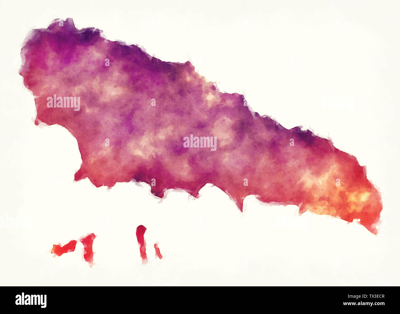 Moheli Comoros island watercolor map illustration Stock Photo - Alamy