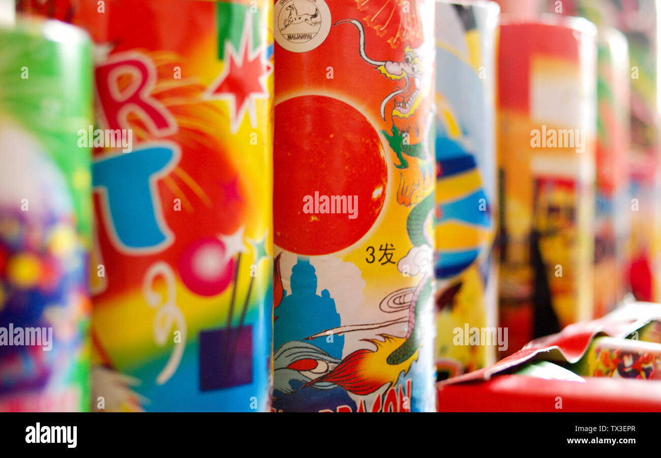 Firework firecrackers to be set off Stock Photo - Alamy