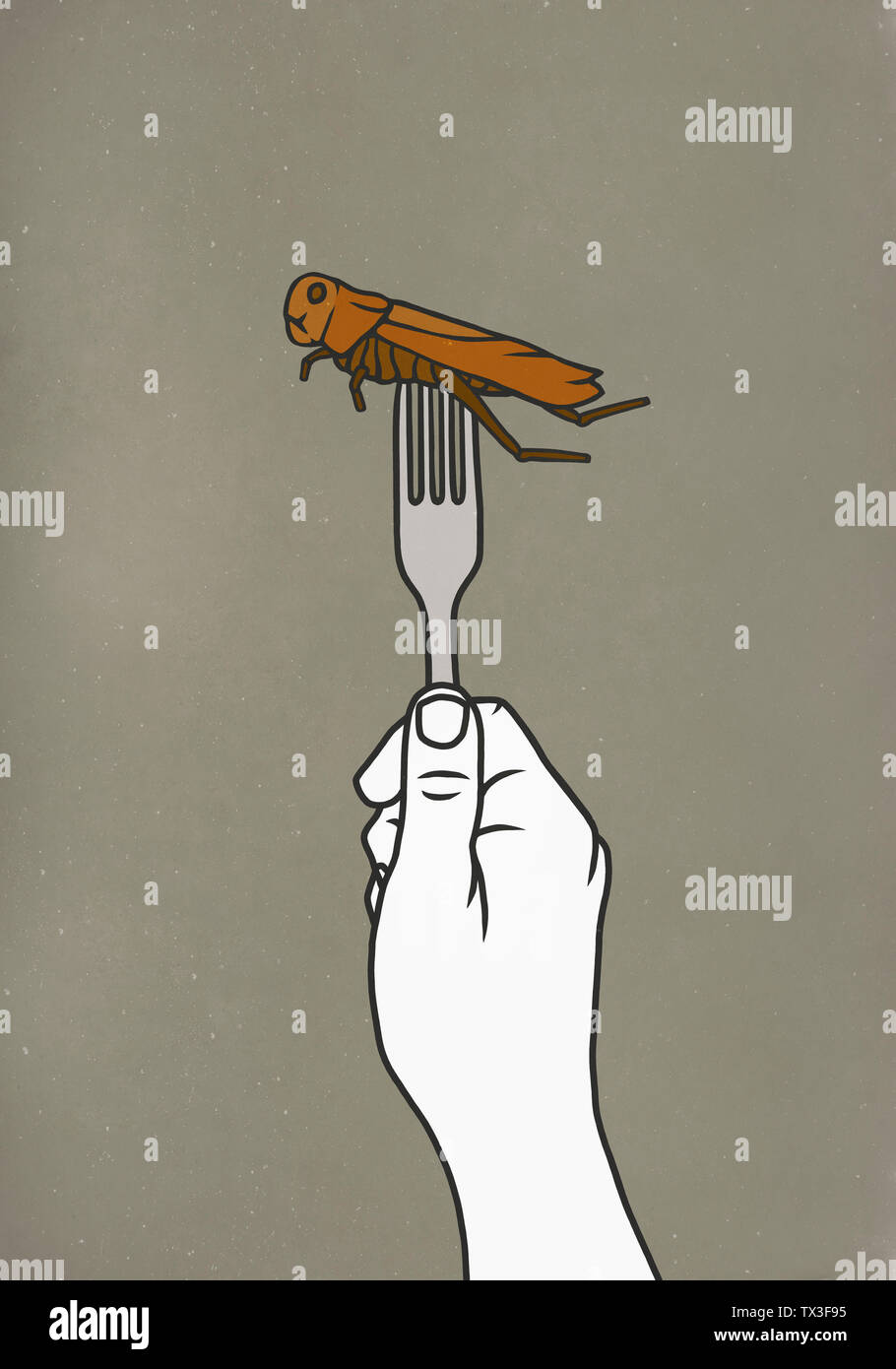 Fork piercing cockroach Stock Photo - Alamy