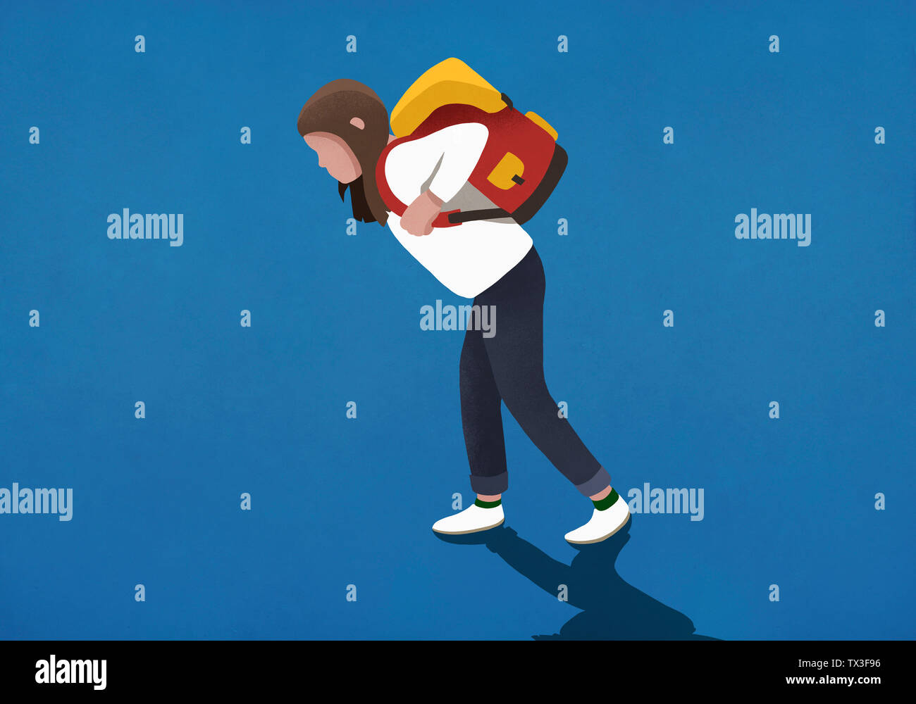 Girl bogged down by heavy backpack hi-res stock photography and images ...