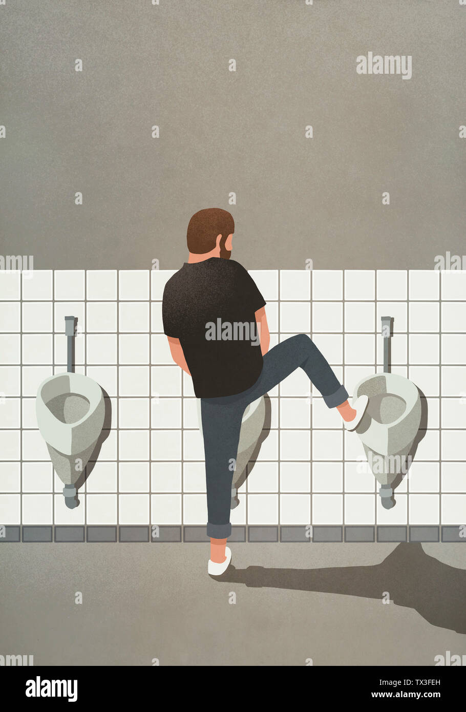 Man urinating with leg up on urinal Stock Photo - Alamy