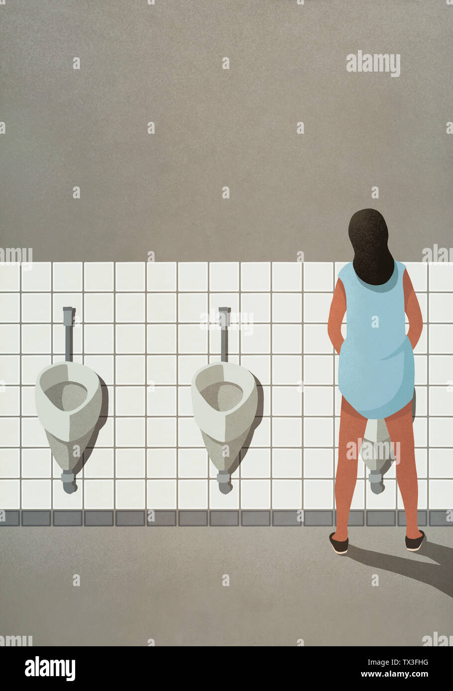 Transgender woman urinating at bathroom urinal Stock Photo - Alamy