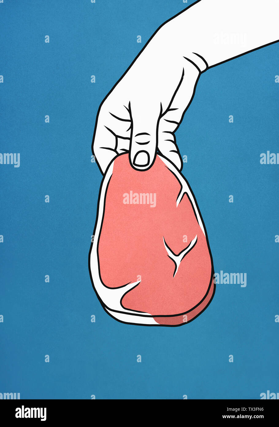 Hand holding raw steak Stock Photo - Alamy