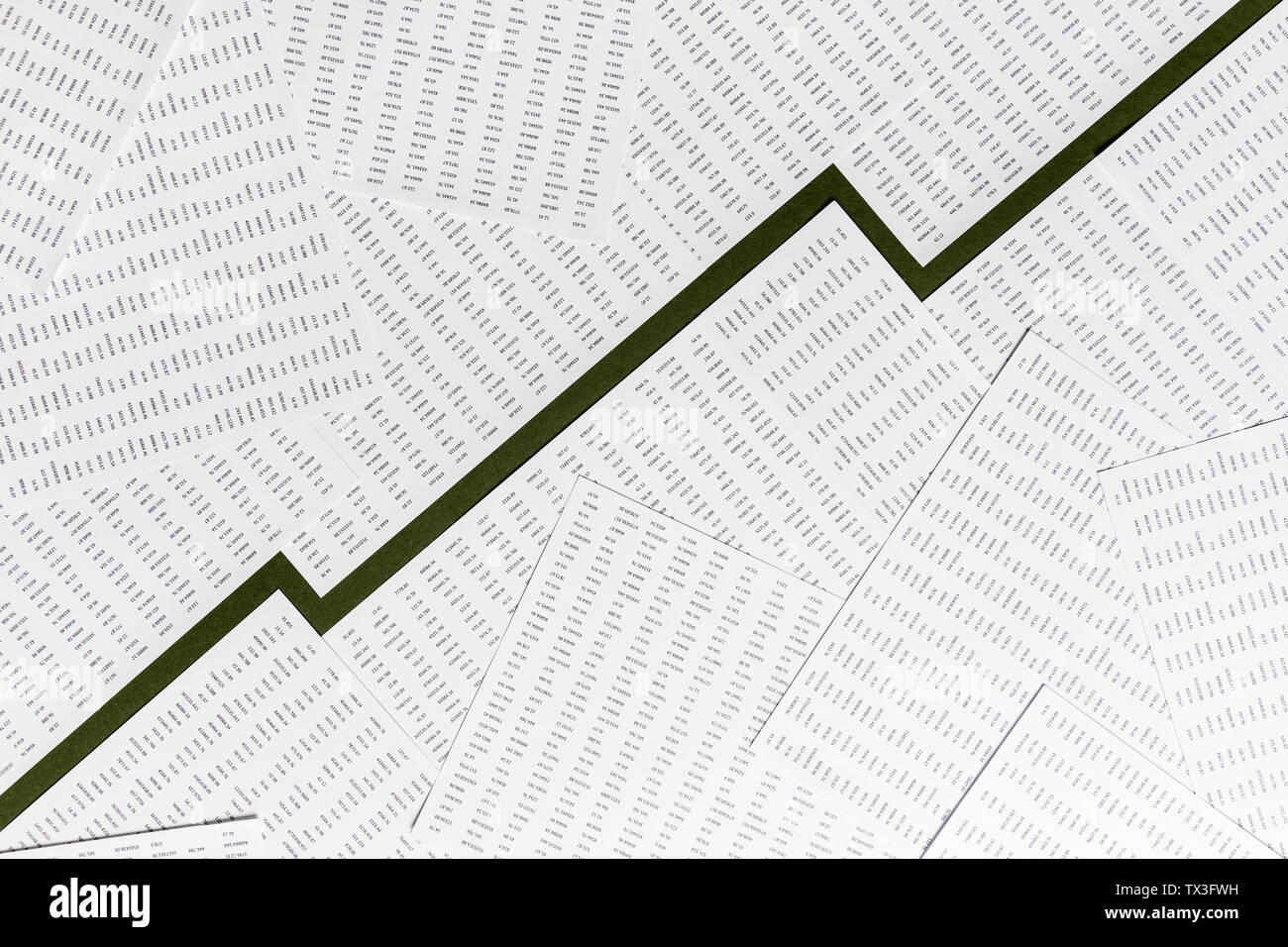 View from above ascending line graph through paper Stock Photo - Alamy