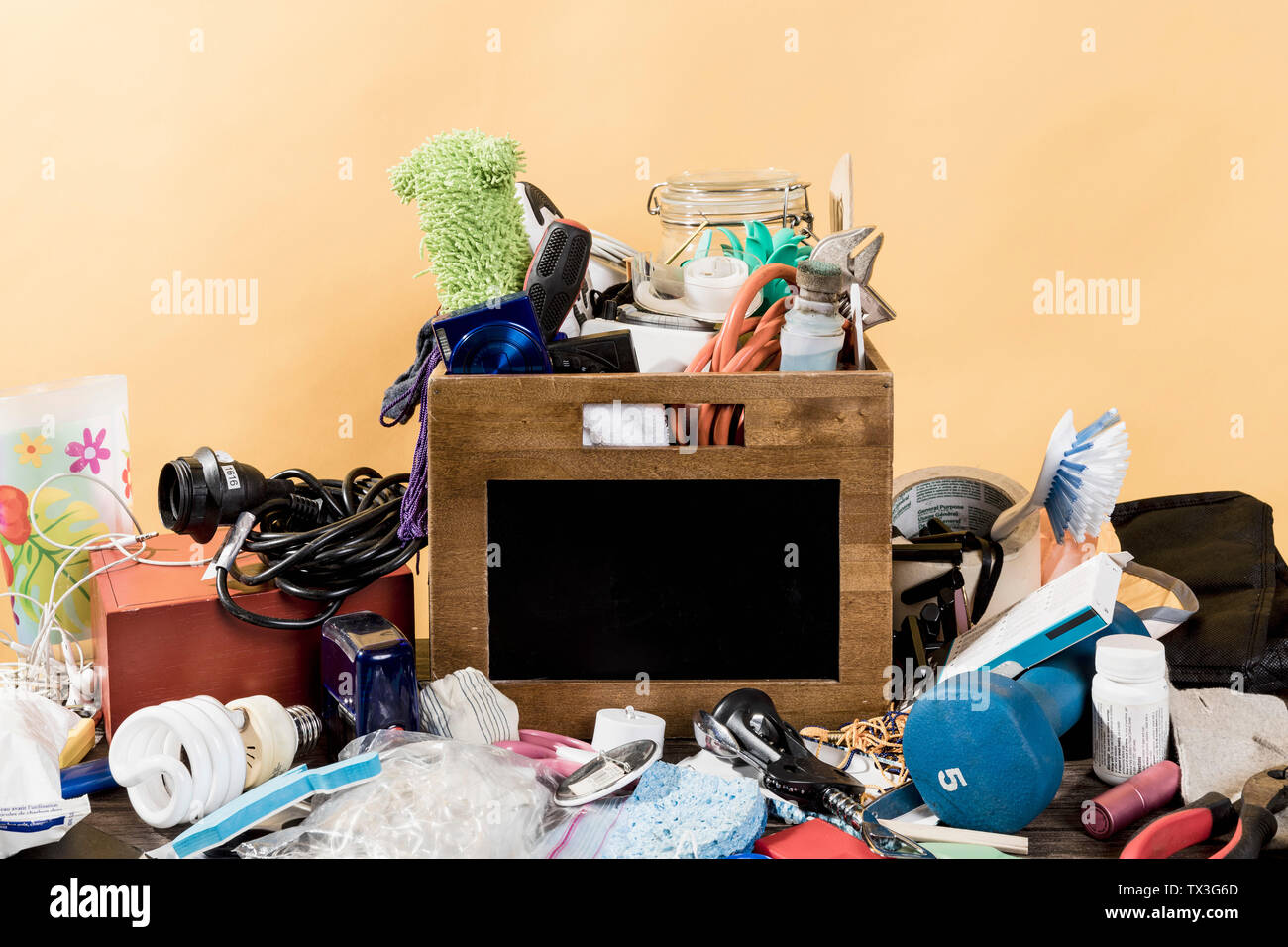 Miscellaneous Stuff In Crate Stock Photo Alamy