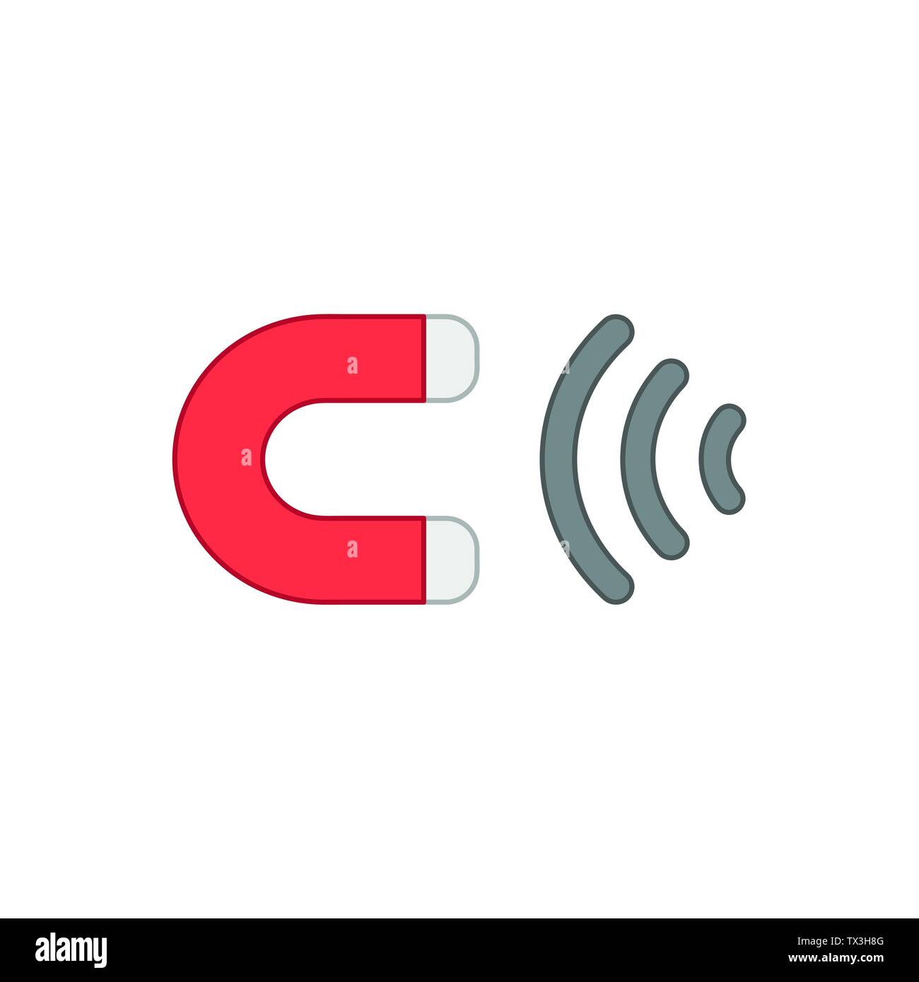 Vector icon of red magnet attracting. Colored outlines Stock Vector ...