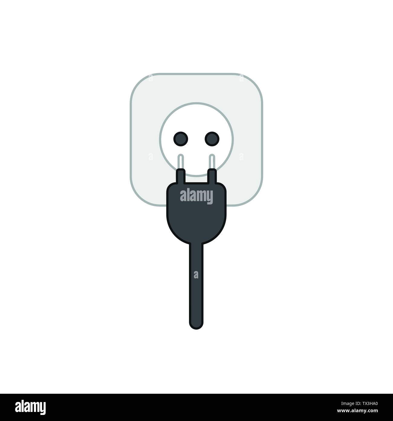 Vector icon concept of electrical plug with cable and outlet. Colored ...