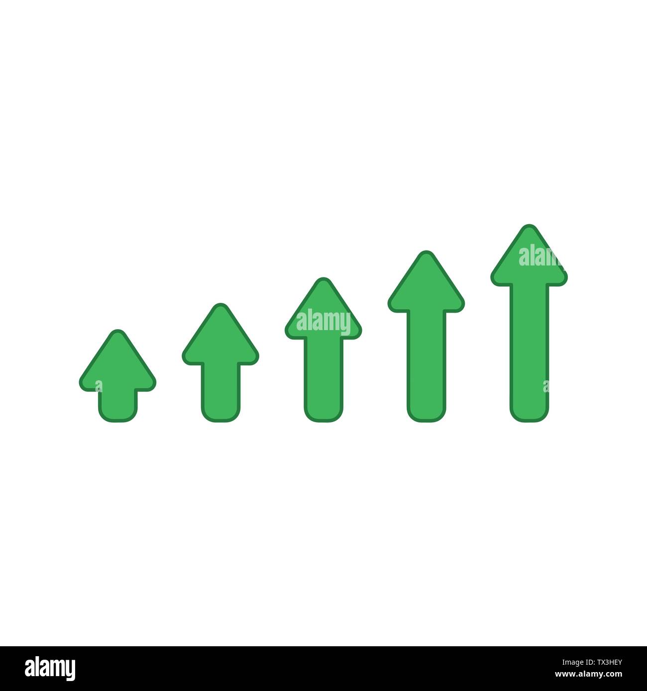 Vector icon concept of sales bar chart with green arrows moving up ...