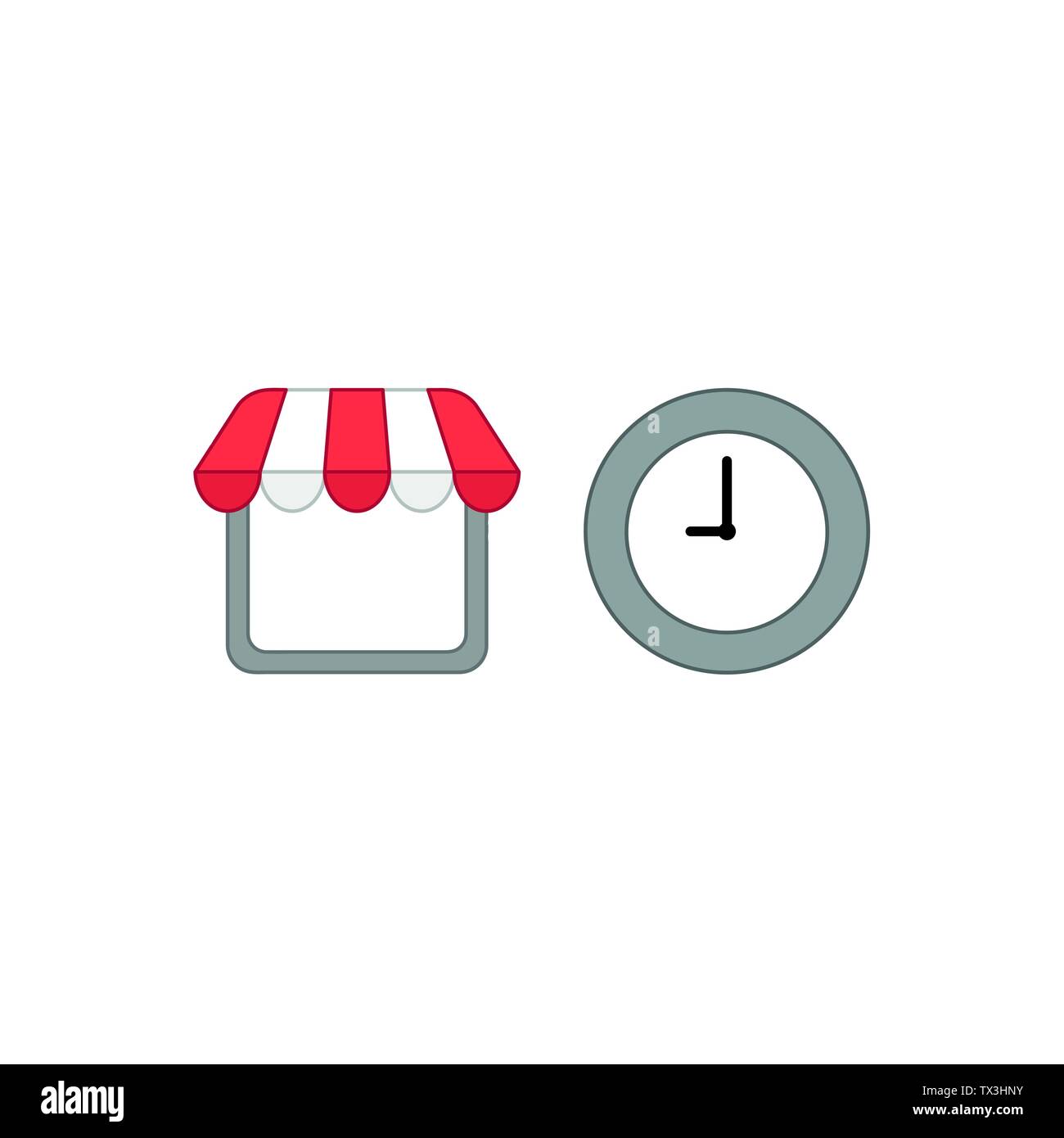 Vector icon concept of shop store with clock. Colored outlines Stock ...