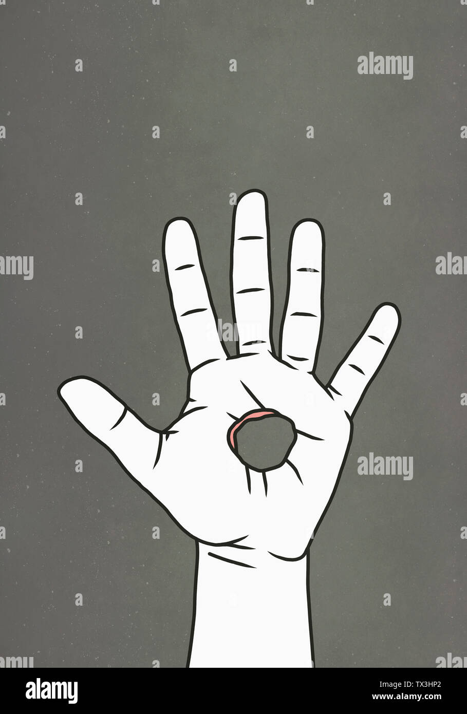 Hole in hand Stock Photo - Alamy