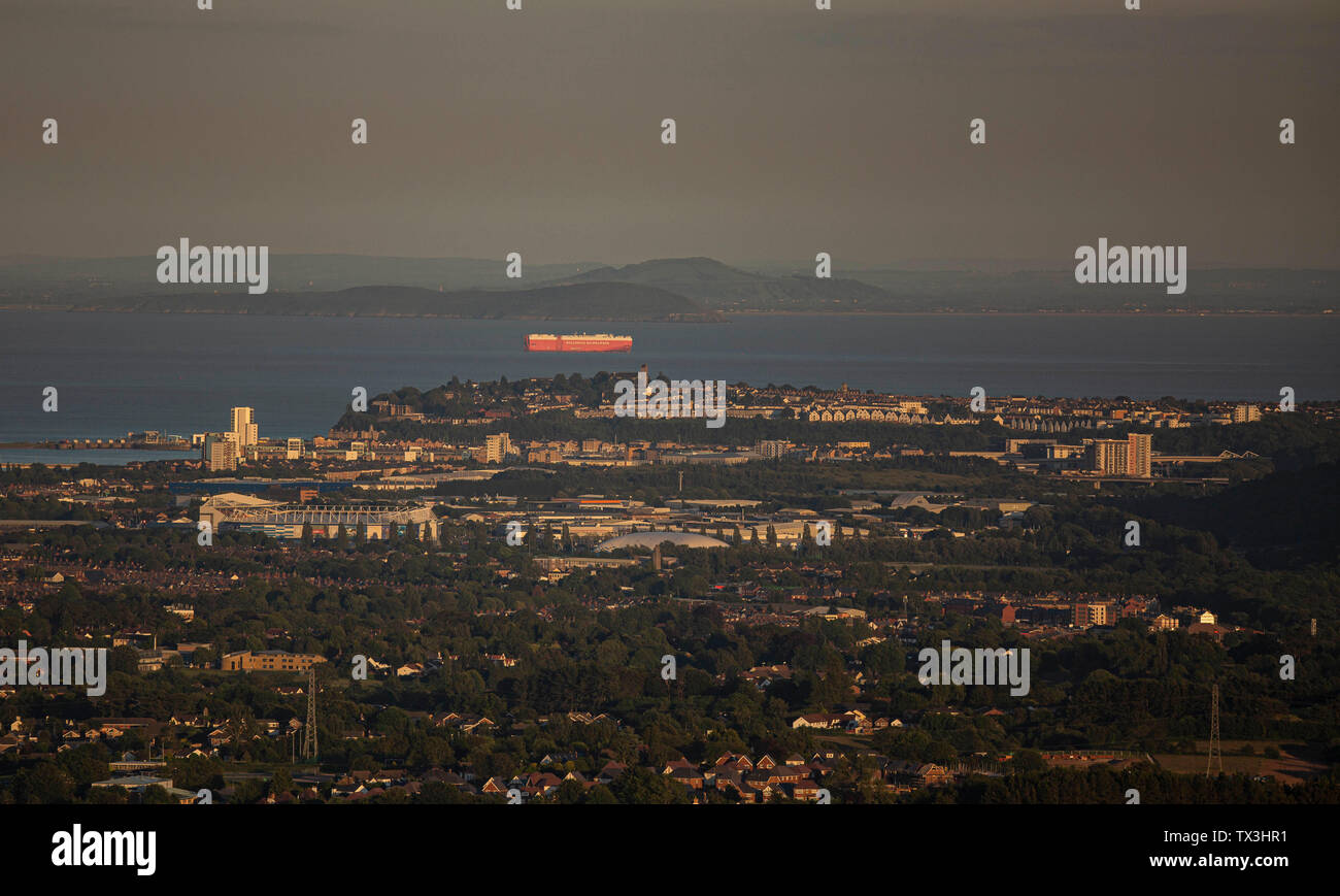 A ship is pictured voyaging west along the Bristol Channel beyond the ...
